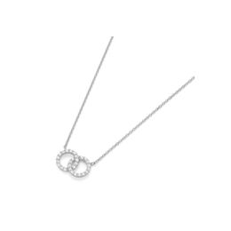 Smart Jewel Collier zwei runde Mittelteile mit Zirkonia Steinen, Silber 925, weiß