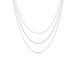 Elli Gliederkette Basic Layer Lagen Look Trend Blogger 925 Silber, silberfarben