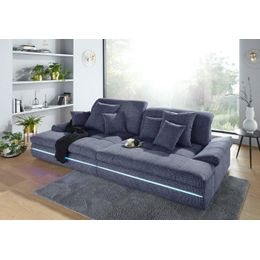 Mr. Couch Big-Sofa Biarritz, Wahlweise mit Kopfteilverstellung und RGB-LED-Beleuchtung, blau