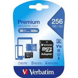 Verbatim microSDXC 256GB Speicherkarte (256 GB, Class 10, 90 MB/s Lesegeschwindigkeit), schwarz