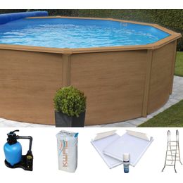 KWAD Rundpool Supreme all in Premium Folie (Set, 7-tlg), 7-tlg., ØxH: 360x132cm, grau, inkl. Bodenisolationsset, grau