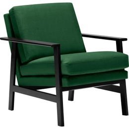Lovi Sessel Pepper, Gestell schwarz aus massiver Buche im Retro Style, grün