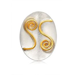 NENALINA Kettenanhänger Schmuckanhänger Ornament Oval Bi-Color 925 Silber, silberfarben