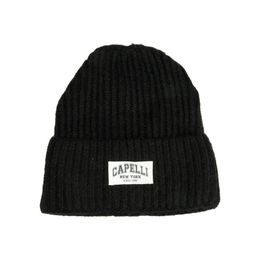 Capelli New York Strickmütze Breiter Umschalg, Logo vorn, schwarz