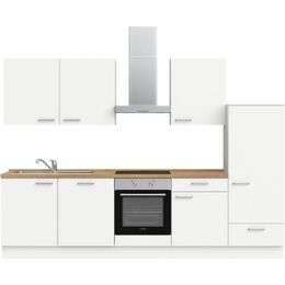 nobilia® elements Küchenzeile "elements basic", vormontiert, Ausrichtung wählbar, Breite 300 cm, ohne E-Geräte, weiß