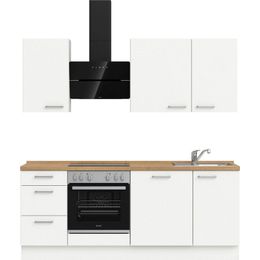 nobilia® elements Küchenzeile "elements premium", vormontiert, Ausrichtung wählbar, Breite 210 cm, ohne E-Geräte, weiß