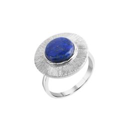 ZEEme Fingerring 925 Sterling Silber rhodiniert Lapis, weiß