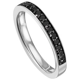 Jobo Fingerring Ring mit 17 schwarzen Diamanten, 585 Weißgold, goldfarben|weiß