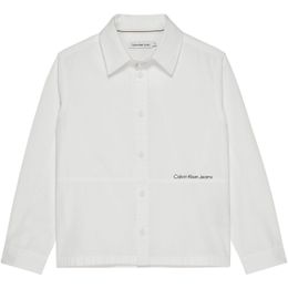 Calvin Klein Jeans Langarmhemd MINI LOGO TAPE POPLIN SHIRT, weiß