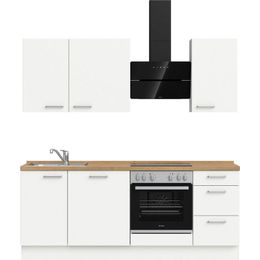 nobilia® elements Küchenzeile "elements premium", vormontiert, Ausrichtung wählbar, Breite 210 cm, ohne E-Geräte, weiß