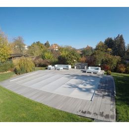 KWAD Pool-Abdeckplane FLEX, Rollabdeckung 8,0x4,0 m (Planenmaß 8,5x4,5 m), beige