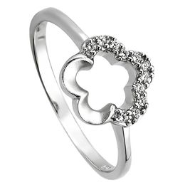 Jobo Fingerring Ring Blume mit 11 Zirkonia, 925 Silber, silberfarben
