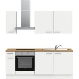 nobilia® elements Küchenzeile "elements basic", vormontiert, Ausrichtung wählbar, Breite 210 cm, ohne E-Geräte, weiß