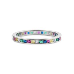 Bruno Banani Fingerring Schmuck Geschenk Silber 925 Damenring Memoire Regenbogen, mit Zirkonia (synth), blau|bunt|gelb|grün|rosa|silberfarben|weiß