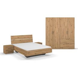 Rauch Schlafzimmer-Set Challenger, Schrank in 2 Breiten, Bett in 3 Breiten und 2 Nachttische, braun