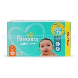 Babywindeln Pampers Baby Dry Größe 3 Midi 6-10 kg 108 Stück für bis zu 100 % Auslaufschutz die ganze Nacht
