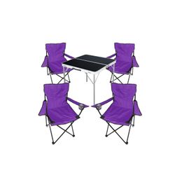 Mojawo Essgruppe 5-teiliges Campingmöbel Set lila Tisch + 4 Campingstühle mit Tasche