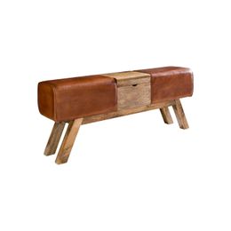 KADIMA DESIGN Sitzbank Retro Sitzmöbel mit Stauraum aus Leder & Holz