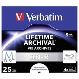 Verbatim Blu-ray-Rohling M-Disc BD-R 25GB Bedruckbar 4x 5er Jewel Case