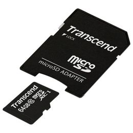Transcend microSDXC Karte 64GB Class 10 UHS-I mit Speicherkarte (inkl. SD-Adapter)