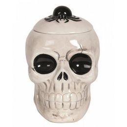 Horror-Shop Kerzenständer Halloween Totenkopf mit Spinne Teelicht Lampe für