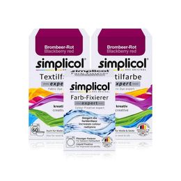 Simplicol Textilfarbe Simplicol Textilfarbe expert 2x Brombeer-Rot 150g & 1x Farb-Fixierer E