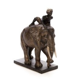 aubaho Dekofigur Skulptur Elefant mit Reiter antik Stil Figur Indien Orient Afrika