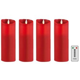 Sompex LED-Kerze 4er Set Flame LED Kerzen rot 23cm (Set