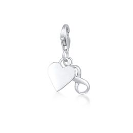 NENALINA Charm-Einhänger Herz Infinity Symbol Anhänger Basic 925er Silber