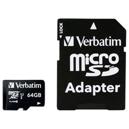 Verbatim microSDHC Karte 64GB Class 10 Speicherkarte (inkl. SD-Adapter)
