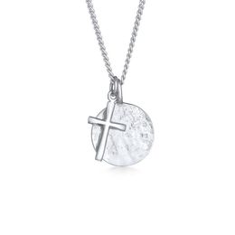 Kuzzoi Lange Kette Herren Coin Antik Kreuz Trend Modern 925 Silber