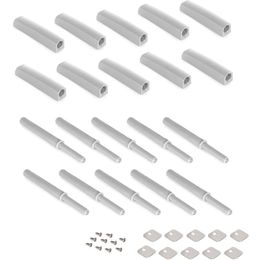 Kit von 10 Druckverschluss Push Lite zum Schrauben, verstellbar, Länge 80mm, Magnetisch, Kunststoff, Grau - Grau - Emuca