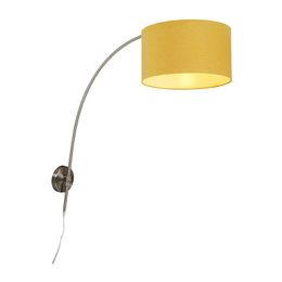 Qazqa Stahlwandbogenlampe mit gelbem Schirm 35/35/20 einstellbar - Gelb