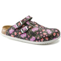 Clog Kay Superlauf, Birko-Flor, Blooming Roses Black, schmal, Gr. 36 - Birkenstock