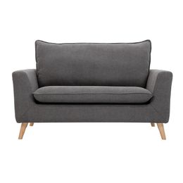 Miliboo - Skandinavisches Sofa aus hellgrauem Stoff mit Samteffekt und hellem Holz 2-Sitzer jonas - Hellgrau