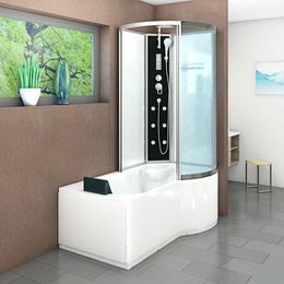 AcquaVapore Kombination Badewanne Dusche K50-L01-EC Duschtempel 170x100 cm - Weiß