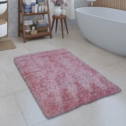 Moderne Badematte Badezimmer Teppich Shaggy Kuschelig Weich Einfarbig Pink 70x120 cm - Paco Home