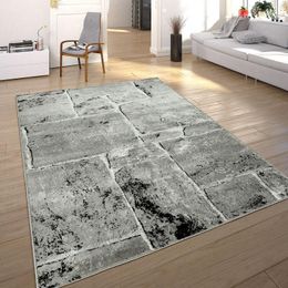 Designer Teppich Modern Trendig Meliert Steinoptik Mauer Muster Wohnzimmer Grau 80x150 cm - Paco Home