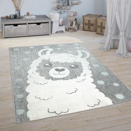 Paco Home - Kinderteppich Kinderzimmer Outdoorteppich Spielteppich Lama Motiv Modern Grau 120x160 cm