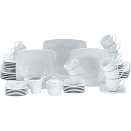 Creatable Kombiservice Geschirr-Set Celebration (50-tlg), 6 Personen, Porzellan, Service, weiß, außergewöhnliche Geometrie, 50 Teile, für 6 Personen, weiß