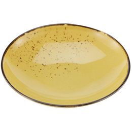 Creatable Suppenteller Essteller NATURE COLLECTION, (6 St), Teller Set für 6 Personen, Ø 22 cm, Steinzeug, tiefe Teller, gelb