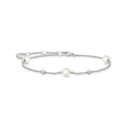 Thomas Sabo Armband Perlen mit weißen Steinen silber