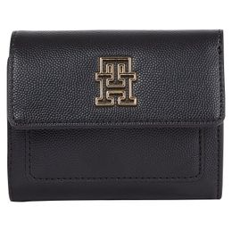 Tommy Hilfiger Geldbörse TH TIMELESS MED FLAP W BILL, mit goldenen Details und TH-Emblem vorne, schwarz