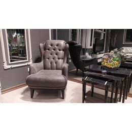 JVmoebel Wohnzimmer-Set Chesterfield Wohnzimmer Set Ohrensessel mit Beistelltisch