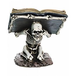 Horror-Shop Dekofigur Skelettfigur mit Book of Spells als Gothic & Hallo