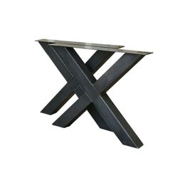 Tischhelden Tischbein Tischgestell Cross Eisen schwarz 2-er Set Profil 1