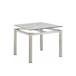 Kettler Gartentisch Kettler Cubic Gartentisch Edelstahl 95x95cm mit HPL Tischplatte grau