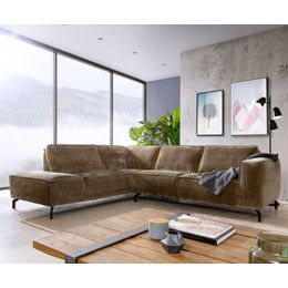 DeLife Ecksofa Largo, Chenille Schlamm 290x230 Ottomane links