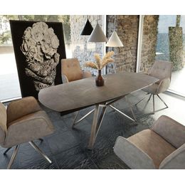 DeLife Esstisch Carlow, Braun Keramik 130/200x90x76cm ausziehbar