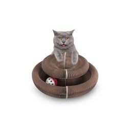 CALIYO Kratzbrett Katzen Kratzbrett mit Spielzeug Glocke Ball
